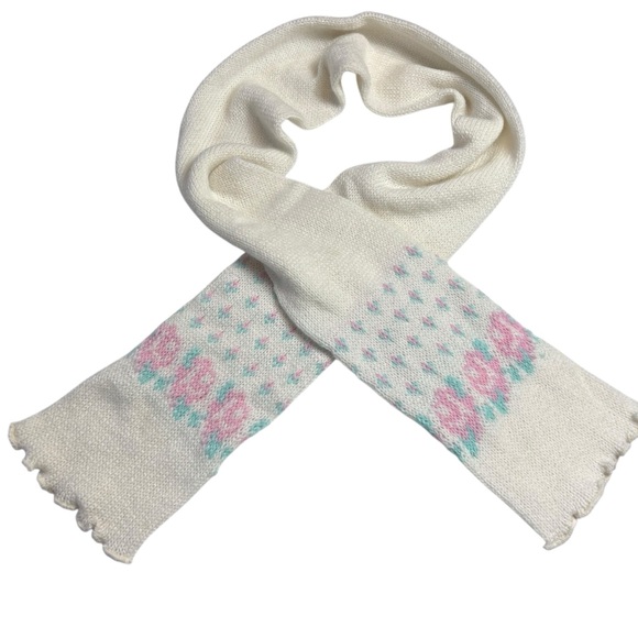 Vintage | Accessories | Vintage Coquette Knit Floral Cottagecore White ...